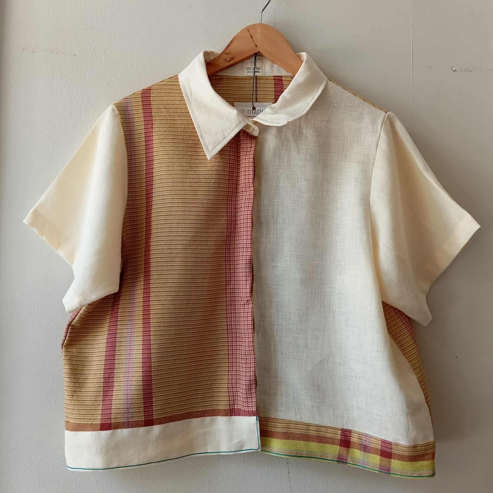 MARIKIT : MIX MELANIE & CREAM LINEN (CREAM LINEN SLEEVES & COLLAR ...