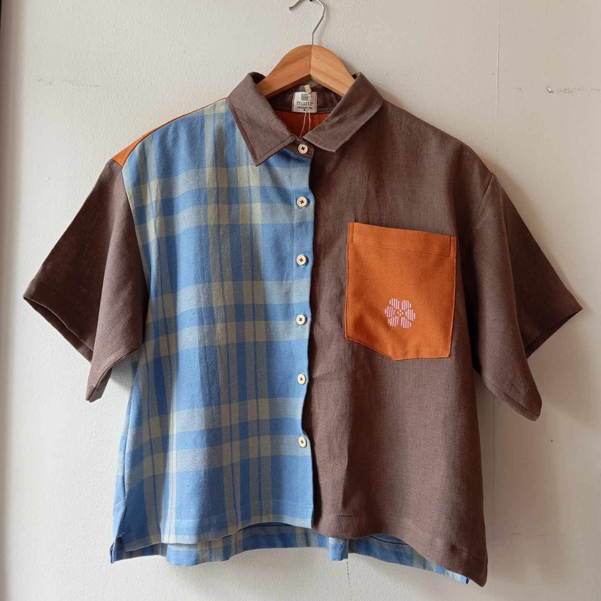 MAKULAY: MIX OLIVIA / COCOA LINEN POCKET / COCOA LINEN SLEEVES & COLLA ...