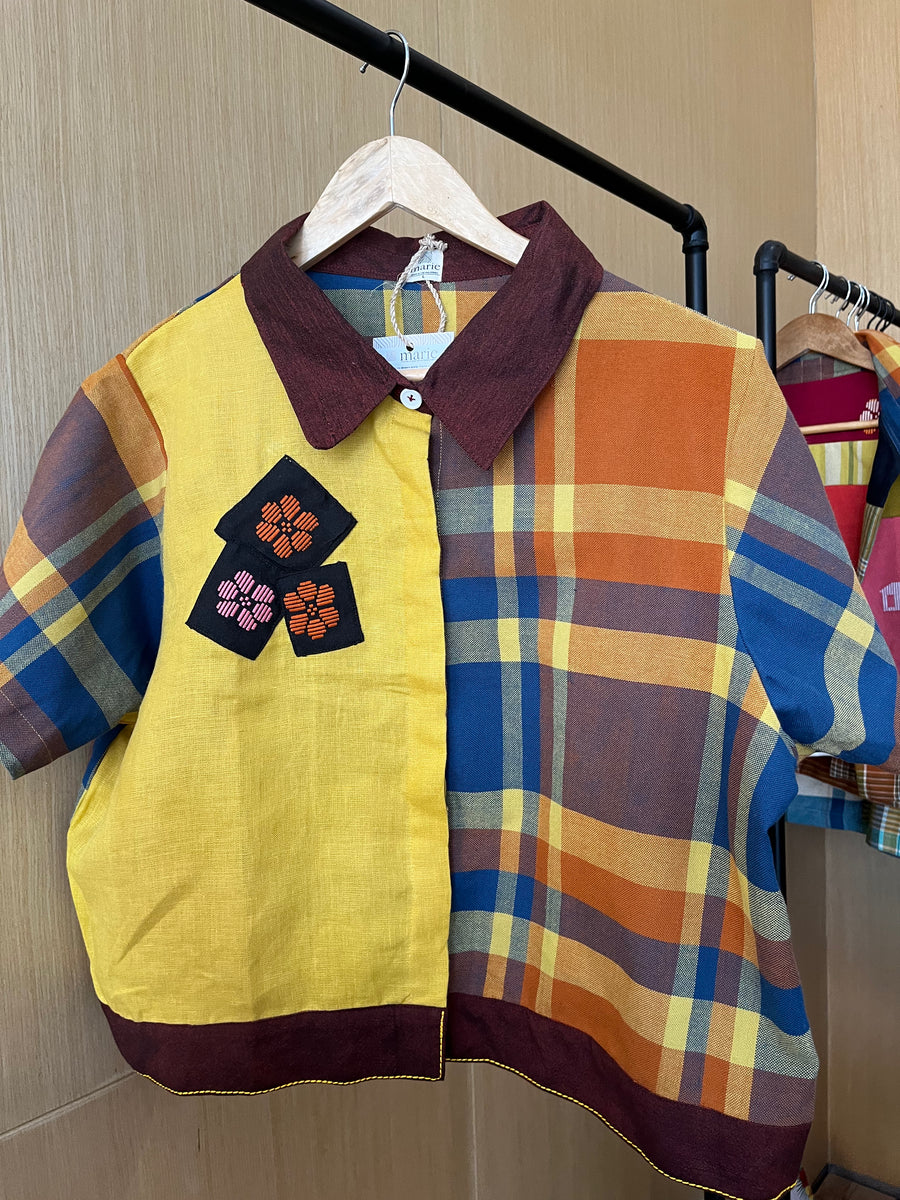 MARIKIT:Mix Yellow Linen and Adarna with Sleeves/ with patches ...